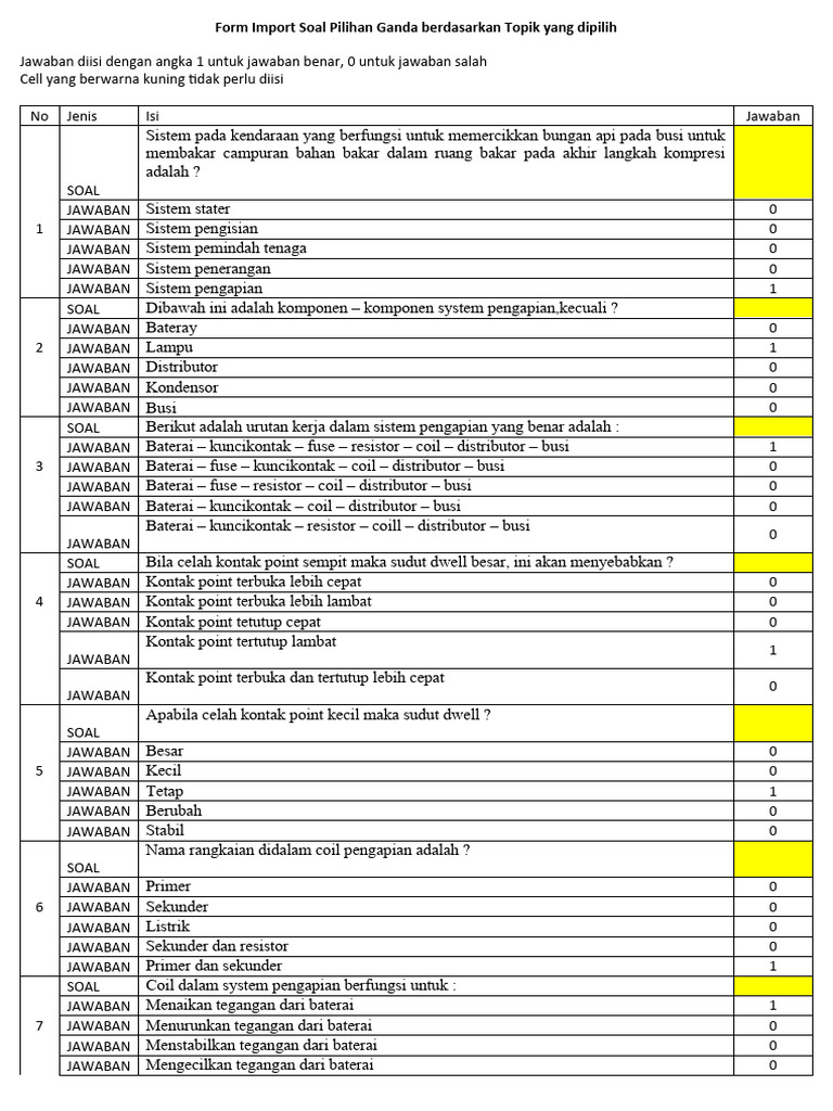 Form-Soal-Word Fata XI. TKRO (PKKR) - 2022 | PDF