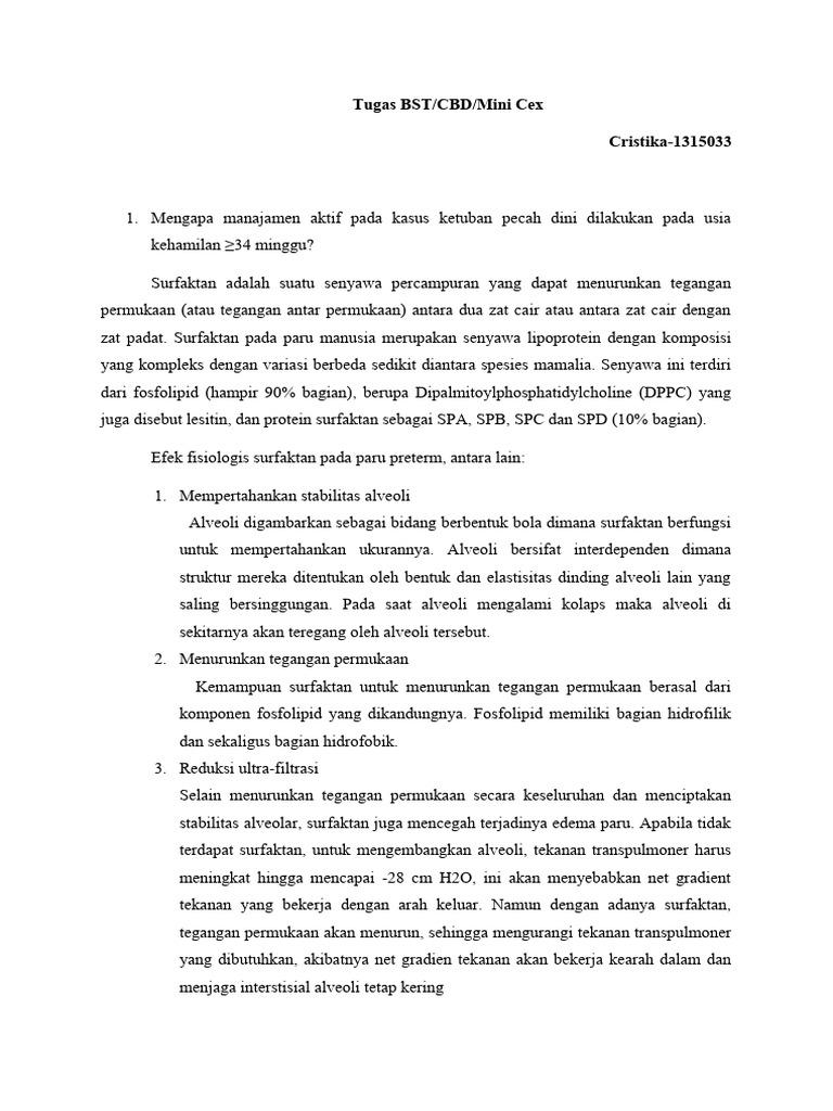 Tugas BSTCBDMini Cex Dr. Roni-Cristika | PDF
