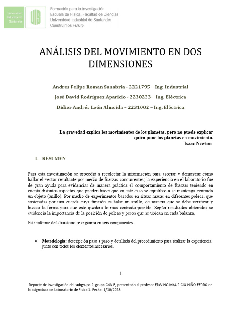Informe I10 | PDF | Laboratorios | Física