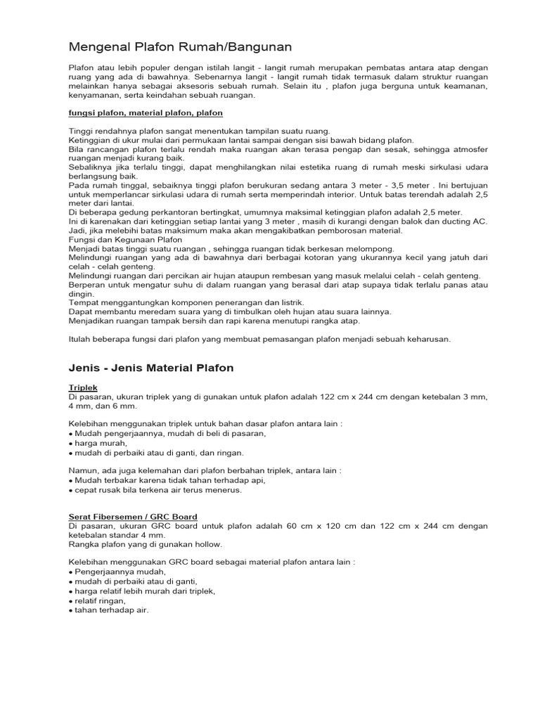 Mengenal Plafon | PDF | Teknologi & Rekayasa