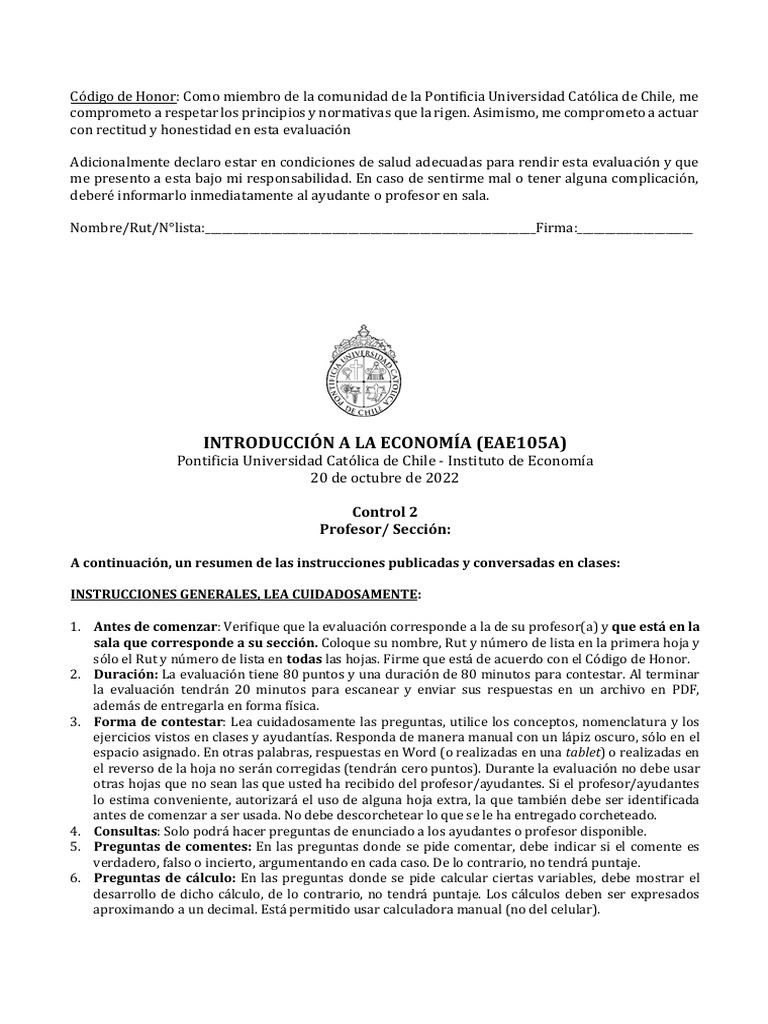 2022.2S Control 2 Pauta | PDF | Oferta y demanda | Mercado (economía)