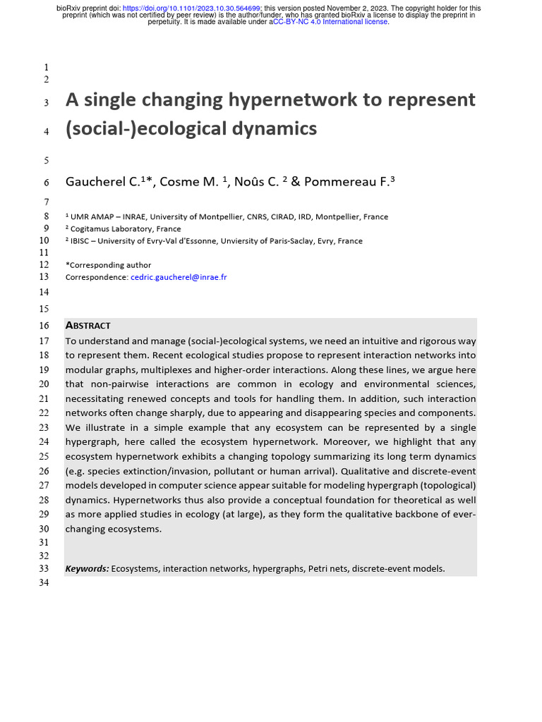 A Single Changing Hypernetwork To Represent Social | PDF | Ecology | System