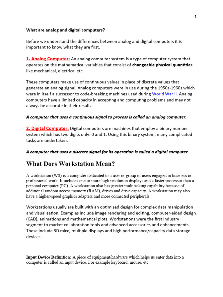 What Are Analog and Digital Computers | PDF | World Wide Web | Internet ...