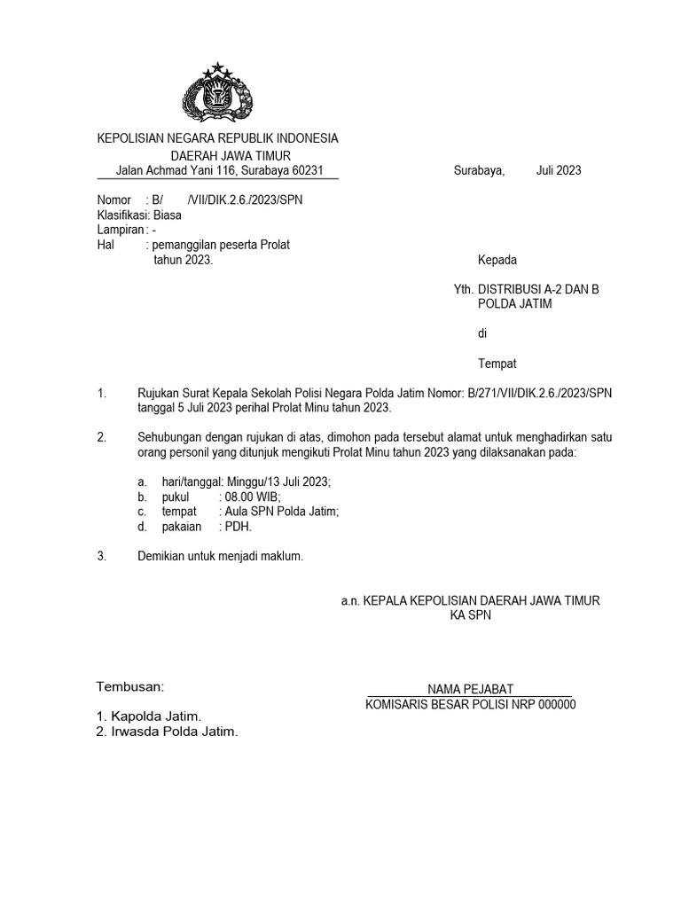 Format Surat Biasa 5 | PDF