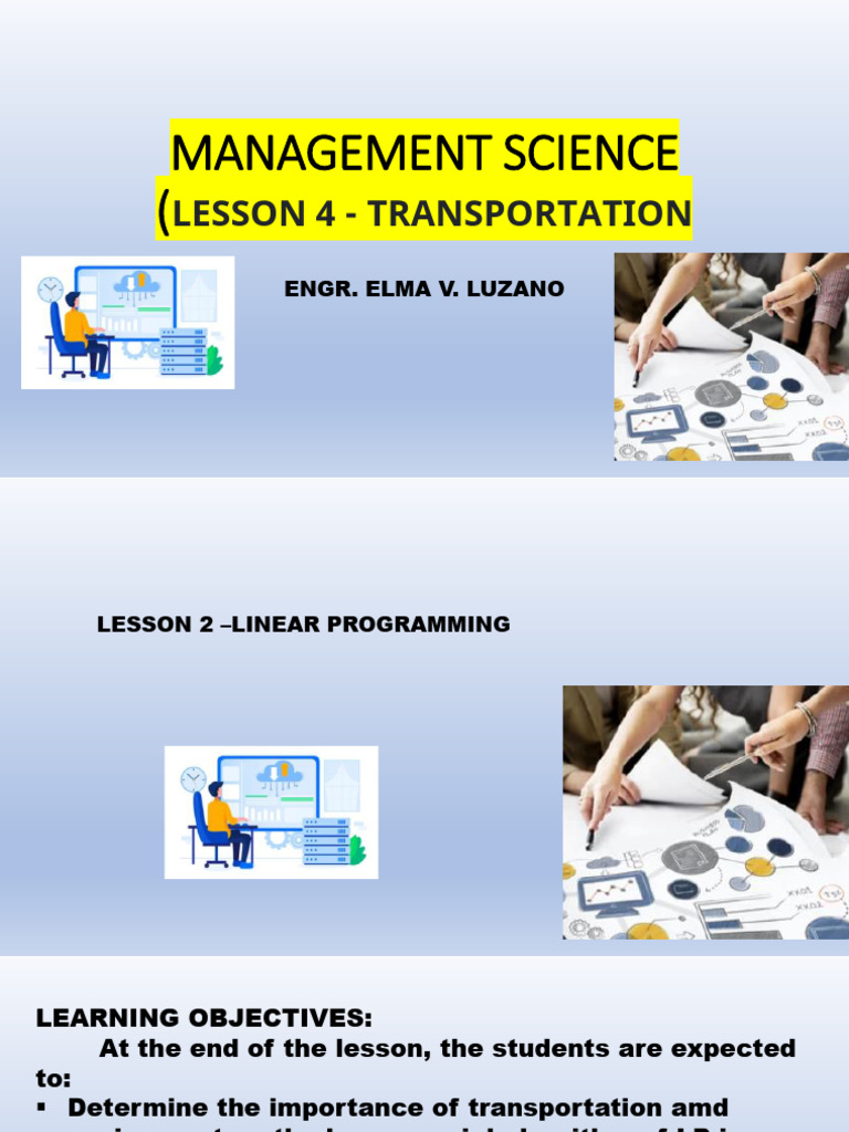 LESSON-4-Transportation.pptx | PDF | Mathematical Optimization | Equations