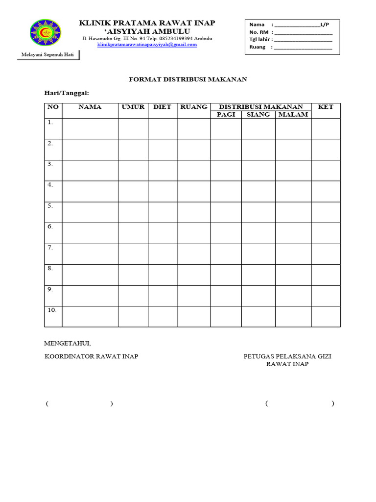 Form Distribusi Makanan | PDF