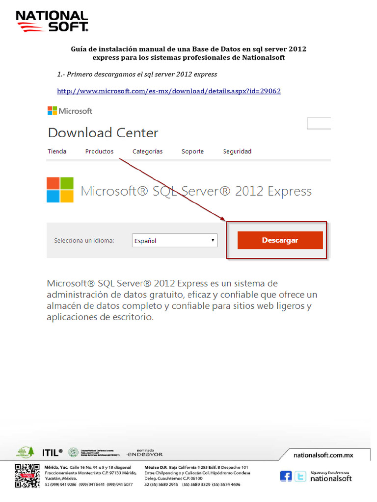 Instalación SQL Server 2012 Express | PDF | Servidor SQL de Microsoft | Bases de datos