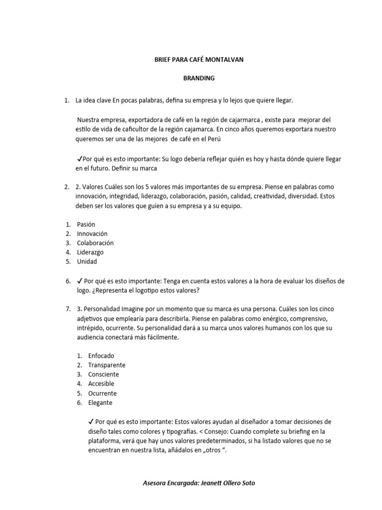 Brief para Marca | Descargar gratis PDF | Marca | Gestión de la marca