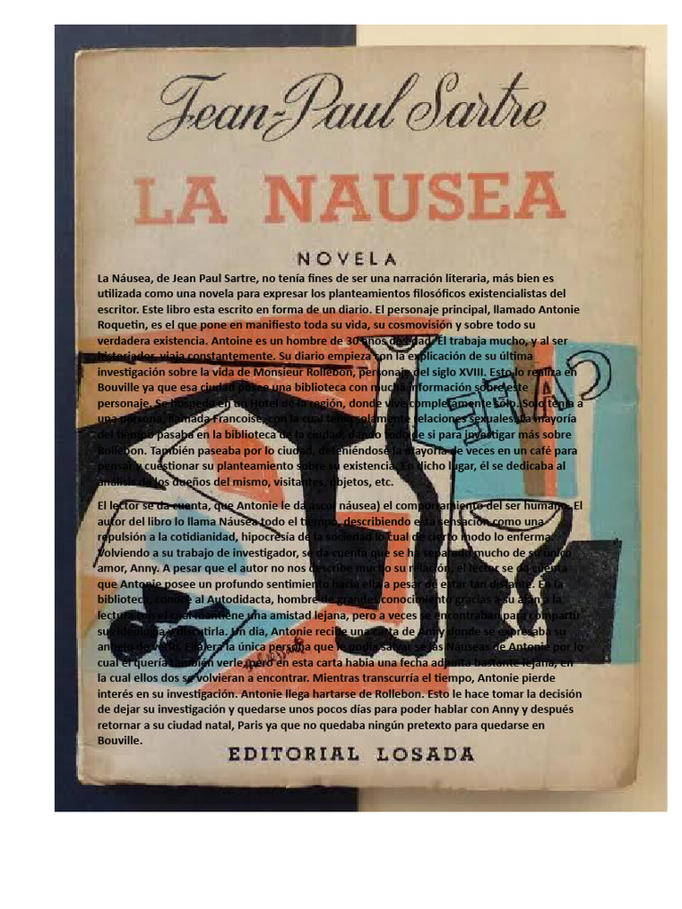 Sartre y la Náusea Existencialista | PDF