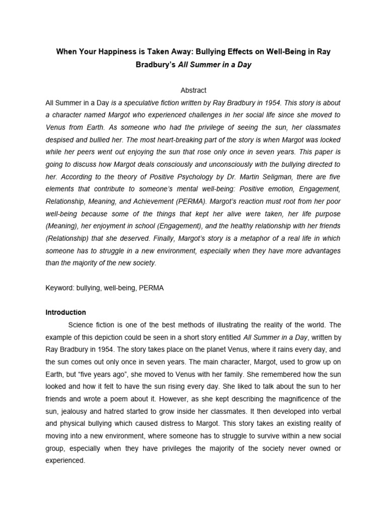 Rifa's Prose Paper - When Your Happiness is Taken Away - Bullying ...