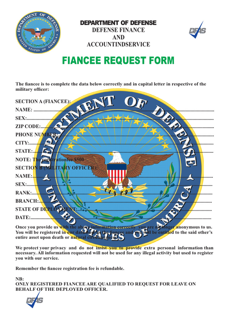 Fiancee Registration Form for Military Officers | PDF | Government ...
