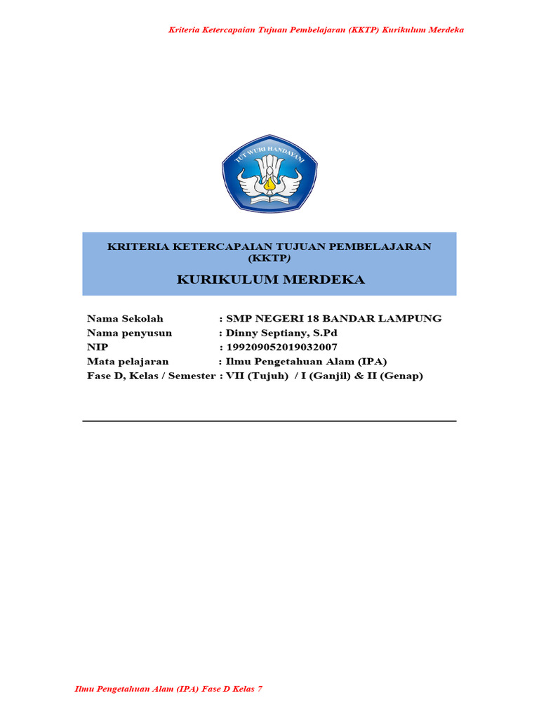 KKTP KURIKULUM MERDEKA | PDF
