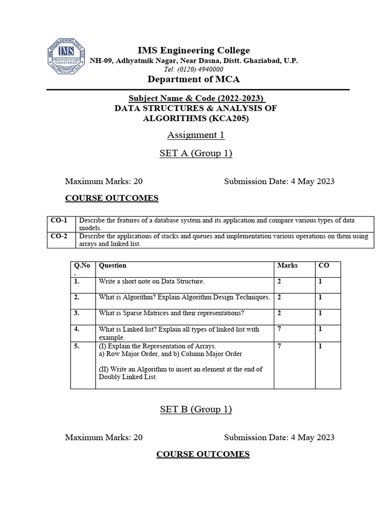 Assigment KCA205 (DS) | PDF | Matrix (Mathematics) | Queue (Abstract ... Assigment KCA205 (DS) | PDF | Matrix (Mathematics) | Queue (Abstract ...