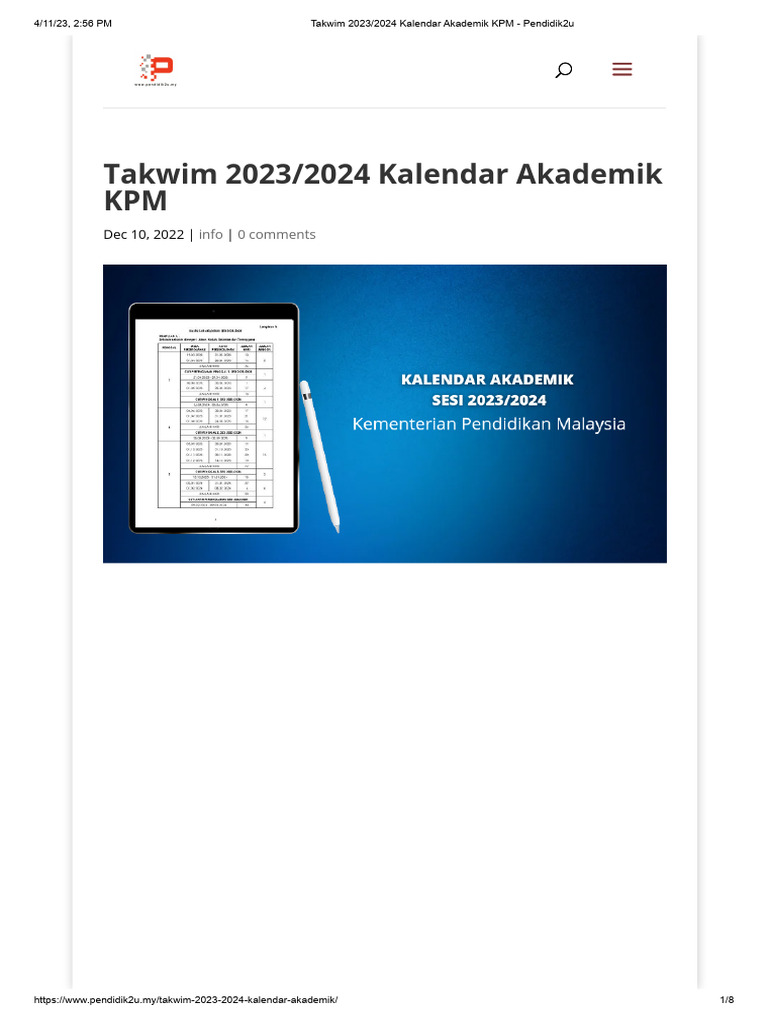 Takwim 2023 - 2024 Kalendar Akademik KPM - Pendidik2u | PDF