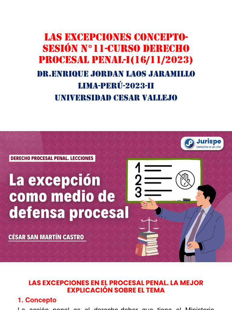 PPT-N°11-LAS EXCEPCIONES-DERECHO PROCESAL PENAL | PDF | Derecho penal ...