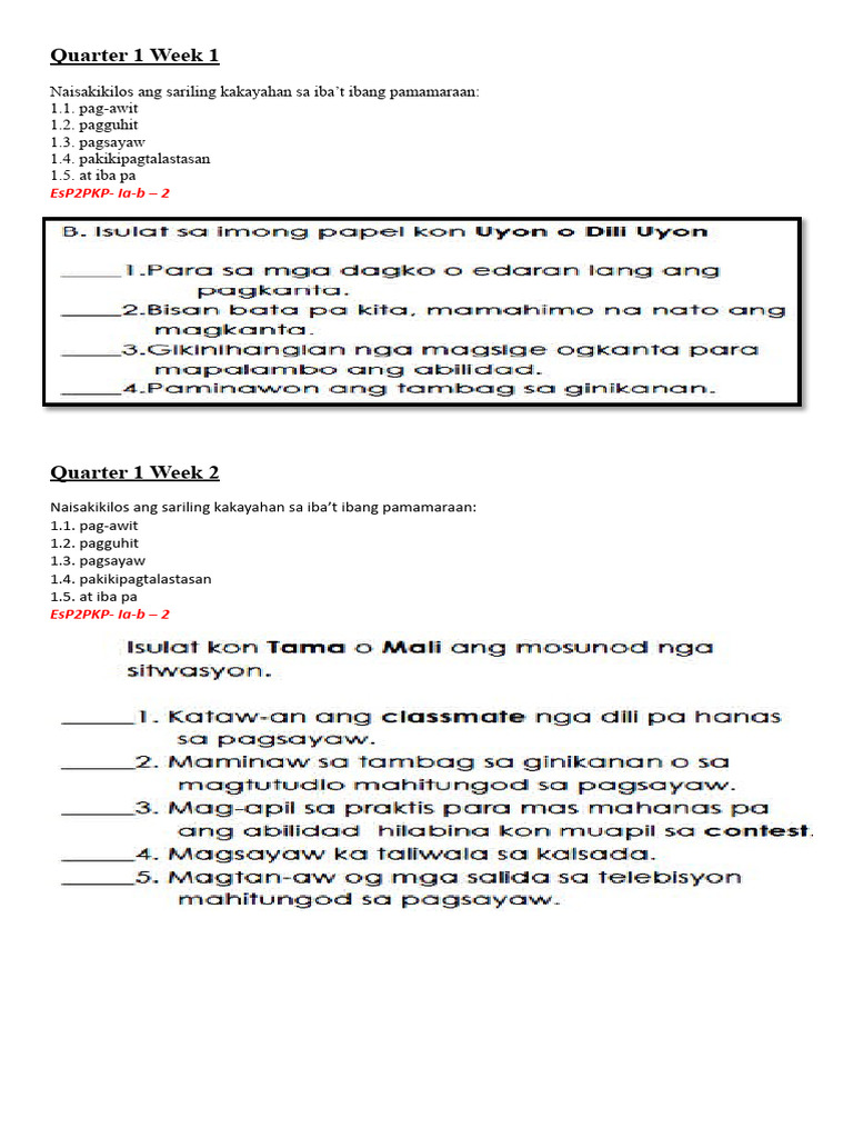 q1 Test Bank Esp | PDF