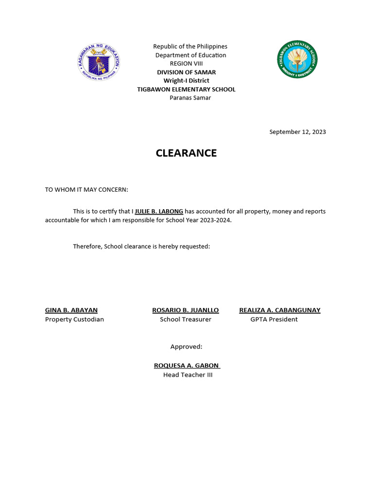 SCHOOL-CLEARANCE | PDF