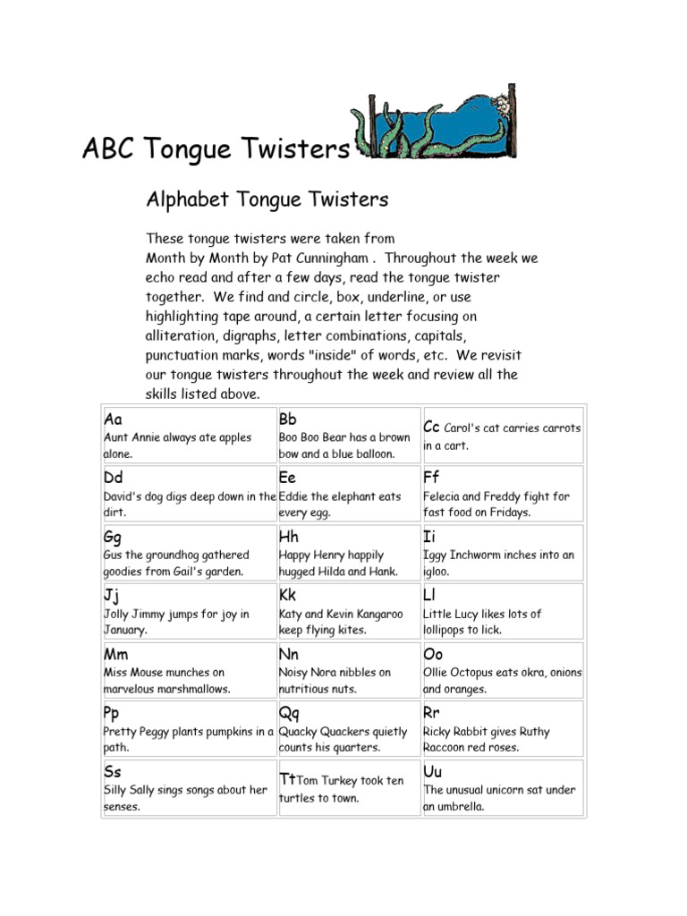 ABC-Tongue-Twisters | PDF | Linguistics