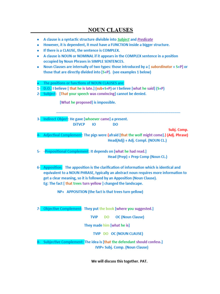Syntax Zoom Noun Clauses-8 | PDF | Language Arts & Discipline