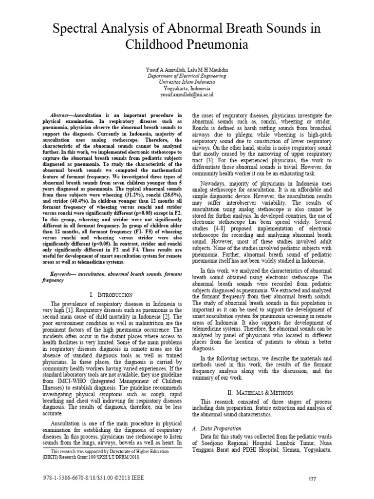 Spectral Analysis of Abnormal Breath Sounds in Childhood Pneumonia ... Spectral Analysis of Abnormal Breath Sounds in Childhood Pneumonia ...