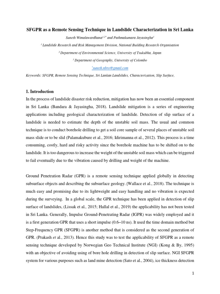 GPR Wimawardhana and Jayasinaghe | PDF | Landslide | Earth Sciences