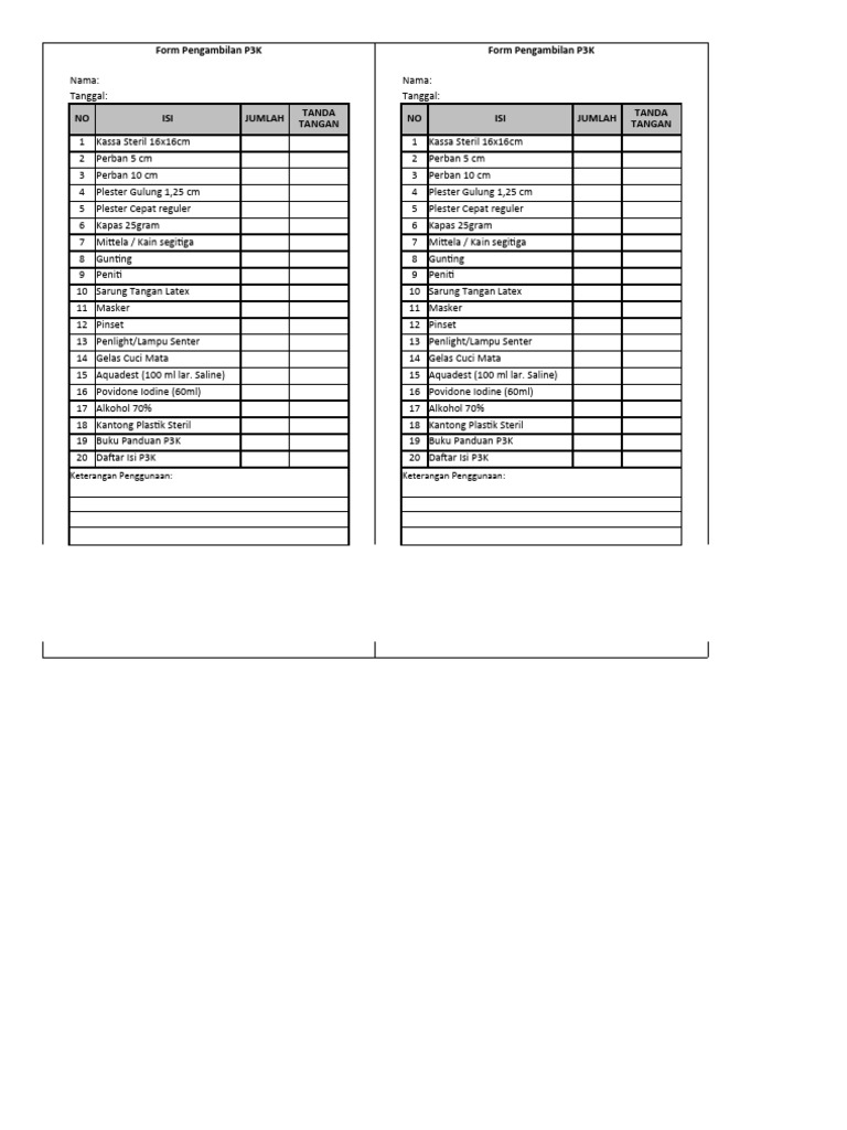 Form Pengambilan P3K | PDF