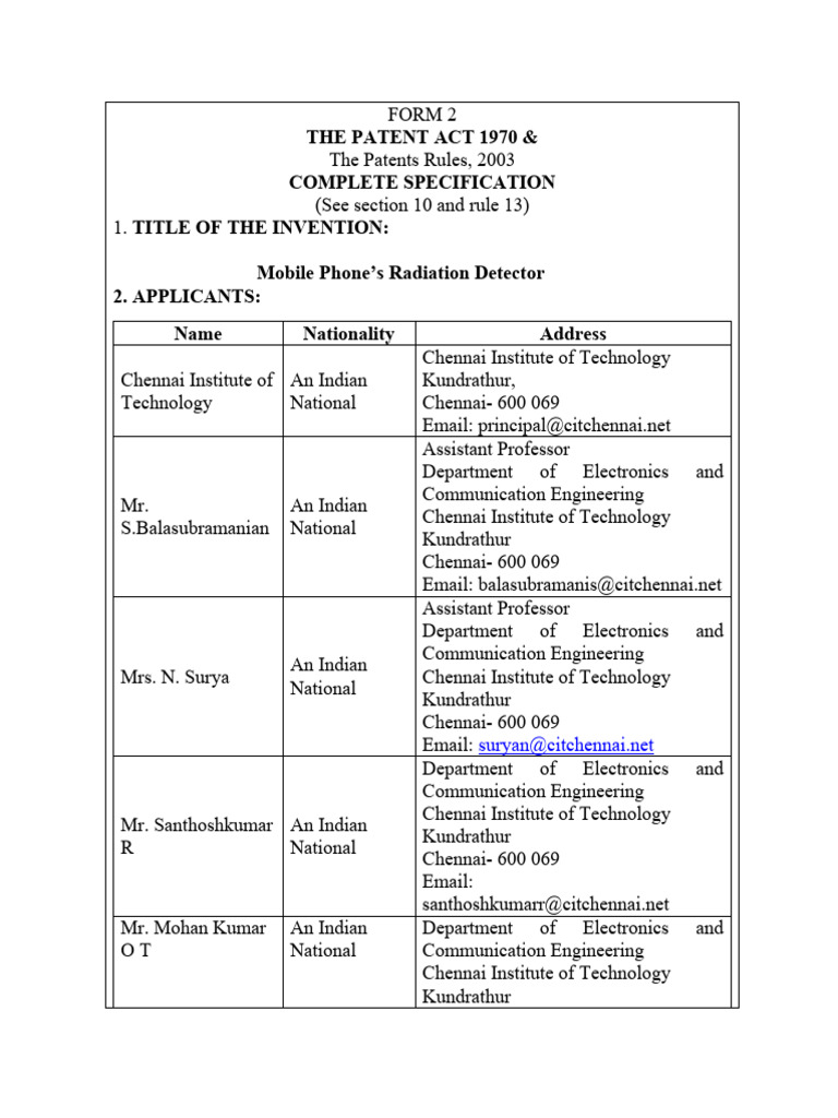 MobilePhone Detector-Patent | PDF | Telephone | Mobile Phones