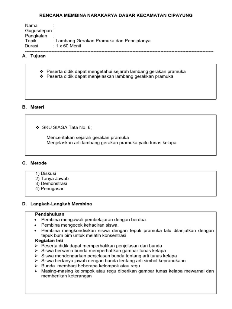 RENCANA MEMBINA TATA 6 - Lambang Gerakan Pramuka - Cipayung | PDF ...