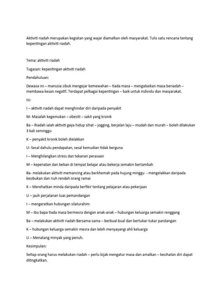 Aktiviti Riadah Merupakan Kegiatan Yang Wajar Diamalkan Oleh Masyarakat ...