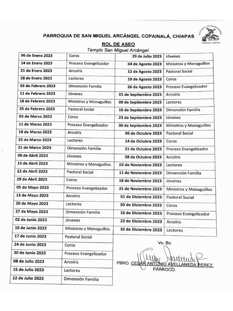 Rol de Aseo 2023pdf - 230514 - 062243 | PDF