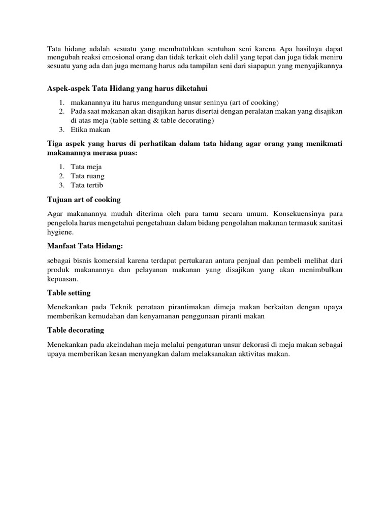 Tata Hidang | PDF