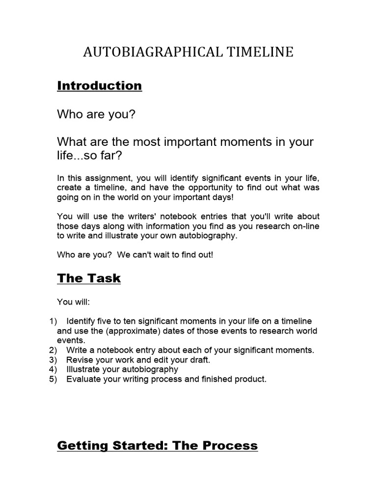 Create Your Personal Autobiography Timeline | PDF | Books | Human ...