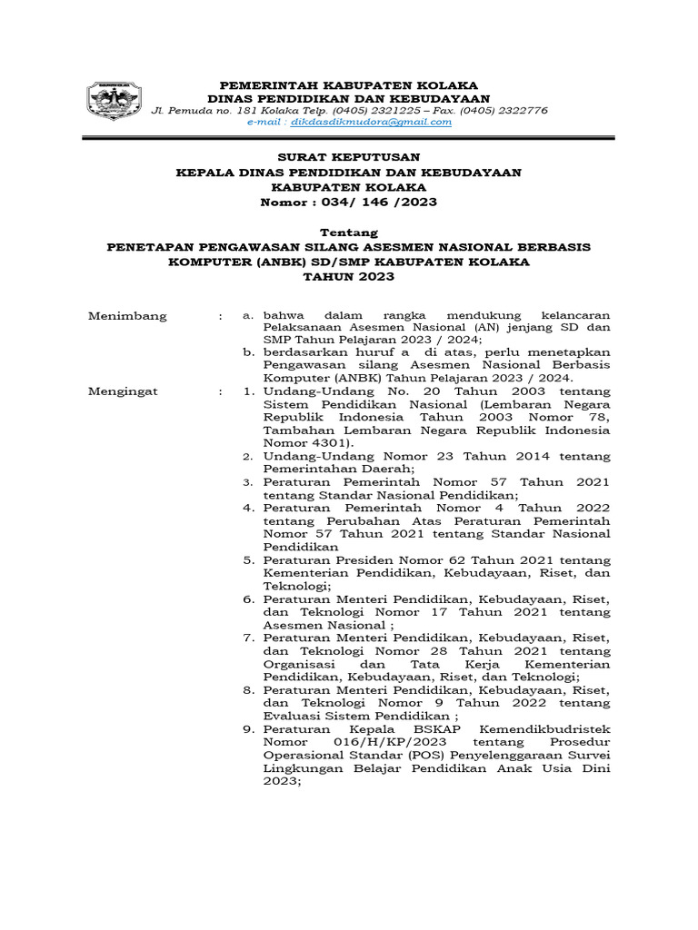 SK Pengawasan Silang | PDF