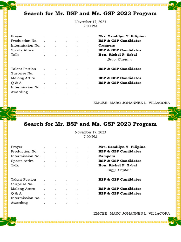 Search For MR BSP Ms GSP 2023 Program | PDF Search For MR BSP Ms GSP 2023 Program | PDF