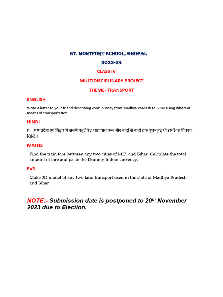 Multidisciplinary Project (Class IV) | PDF