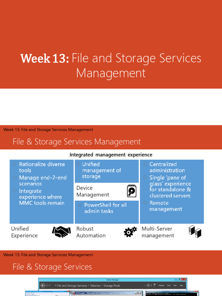 W13 Lesson 18 File and Storage Services - Presentation | PDF | Computer File | Computer Data Storage