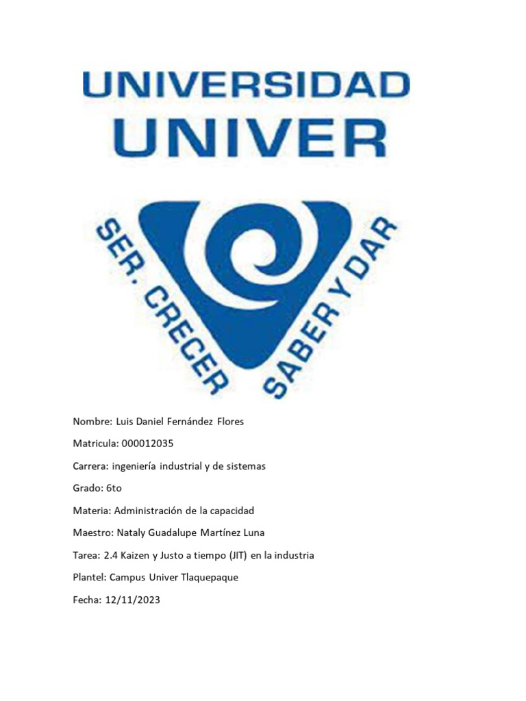 Kaizen y JIT: Mejora Continua en Industria | PDF | Lean Manufacturing ...