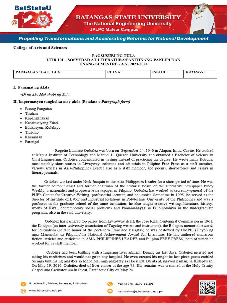 Di Na Ako Makahabi NG Tula | PDF | Philippines