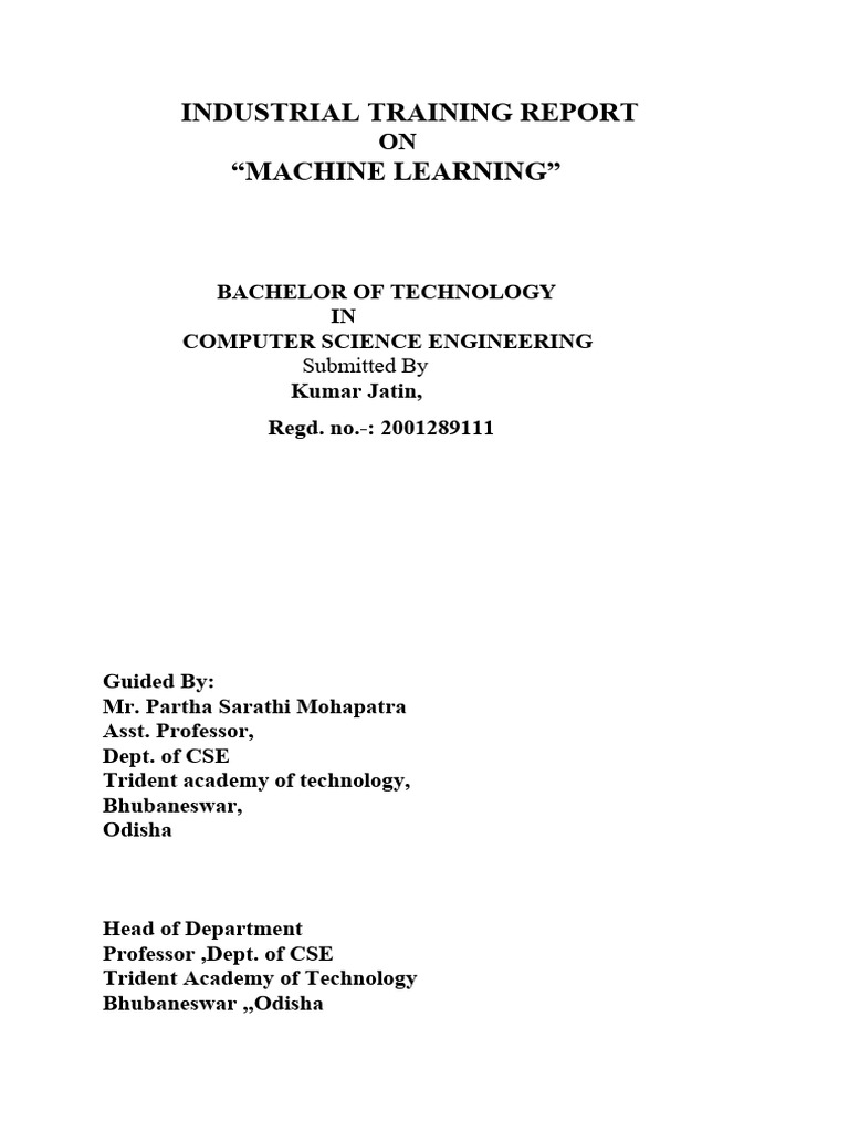Industrial Training Report | PDF | Machine Learning | Support Vector ...