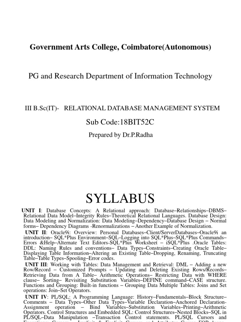 Unit1 Dbms Pdf Relational Database Databases