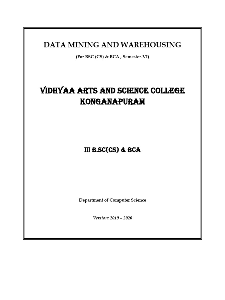 Data Mining And Ware Housing Pdf Data Mining Cluster Analysis