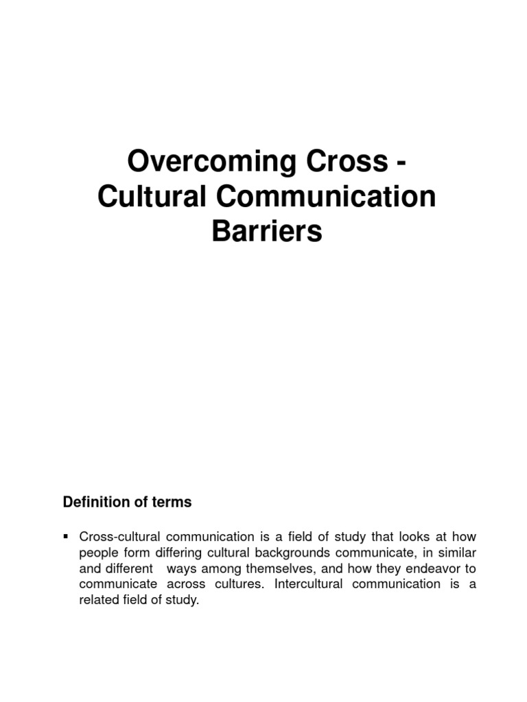Overcoming Cross Cultural Communication Barriers | PDF | Nonverbal ...