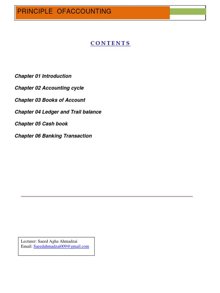 Principles of Accounting Overview | PDF | Debits And Credits | Bookkeeping