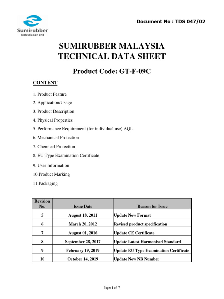 TDS047-02 (GT-F-09C SUMPRO) New Standard | PDF | Materials | Chemistry