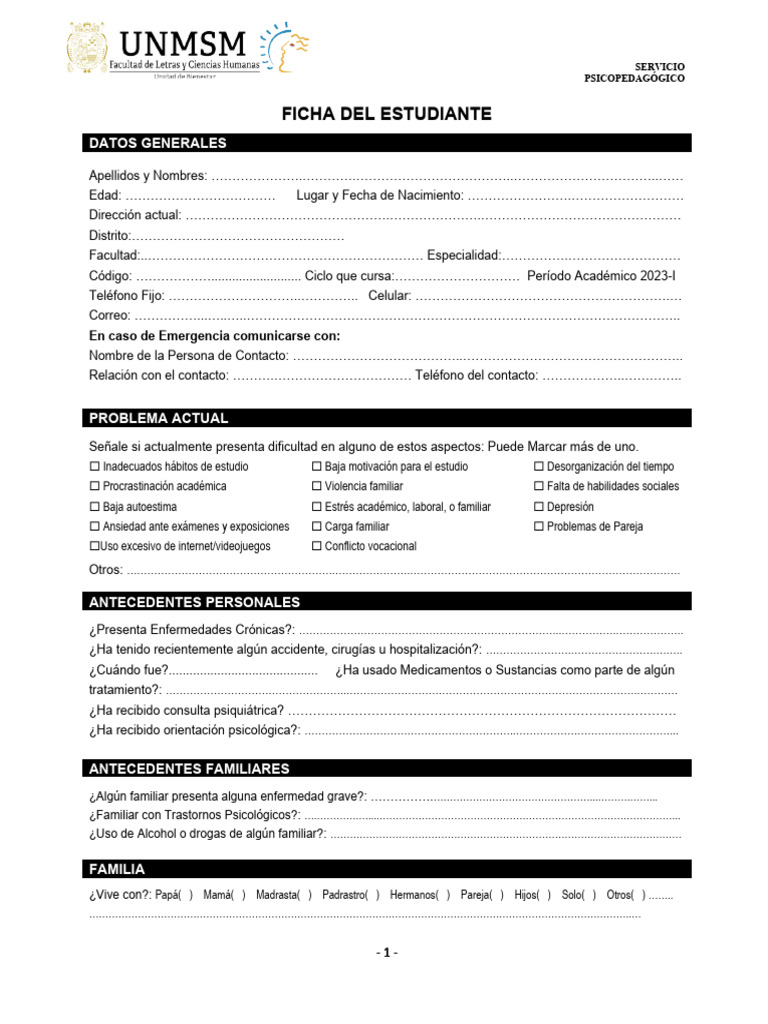 Ficha de Estudiante | PDF