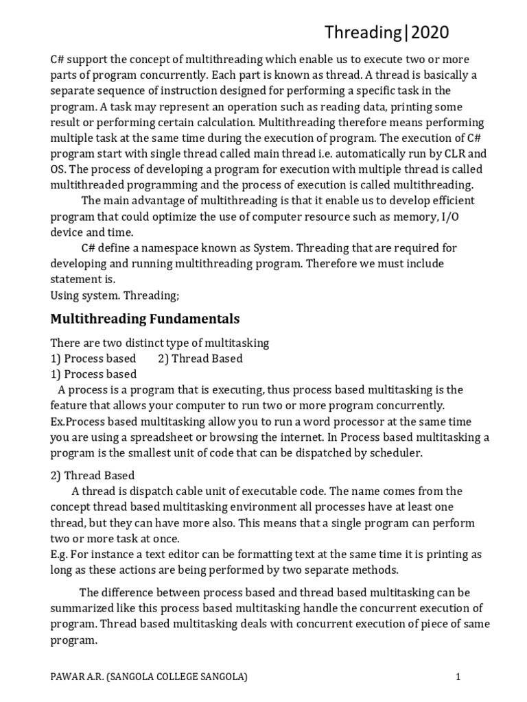 Unit7 C Pdf Process Computing Thread Computing