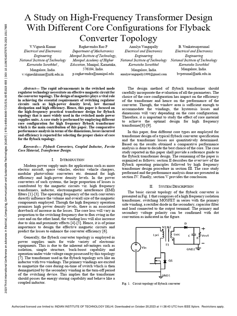 High-Frequency Transformer Design Study | PDF | Transformer | Inductance