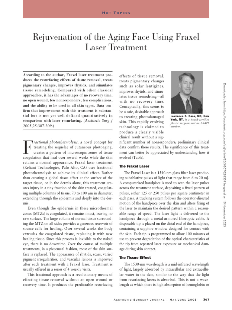 Rejuvenation of The Aging Face Using Fraxel Laser Treatment | PDF ...