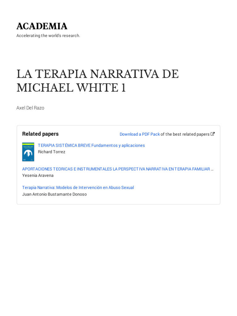 La Terapia Narrativa de Michael White. Alan Carr | PDF | Psicoterapia | Sicología