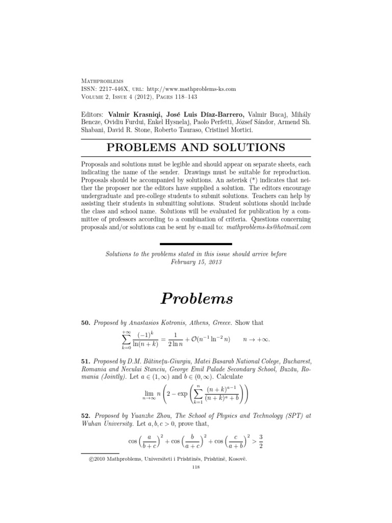 Problem and Solutions | PDF | Mathematical Analysis | Mathematical Concepts